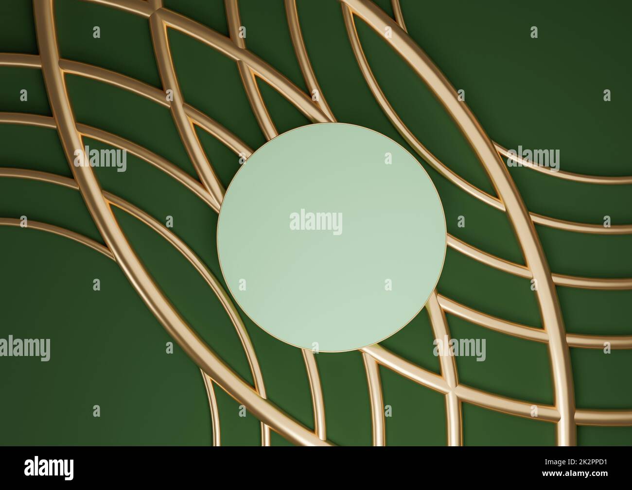 Dark, warm green 3D rendering product display flat lay podium cylinder stand luxurious abstract ...