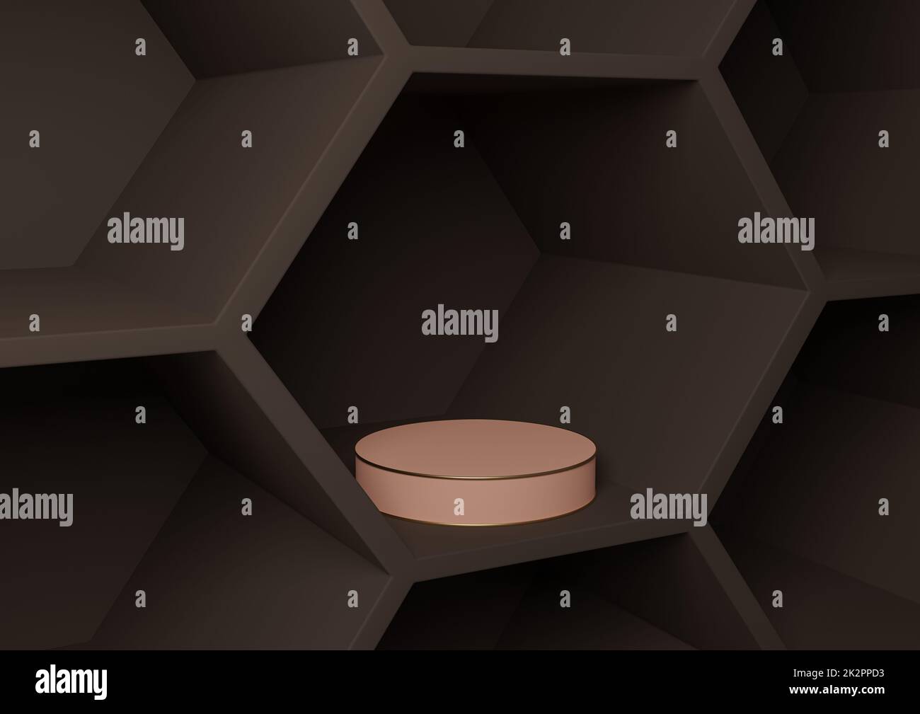 Dark brown 3D rendering product display honeycomb pattern abstract ...