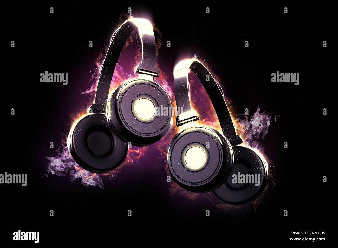 Flaming headphones. Musical concept Stock Photo - Alamy