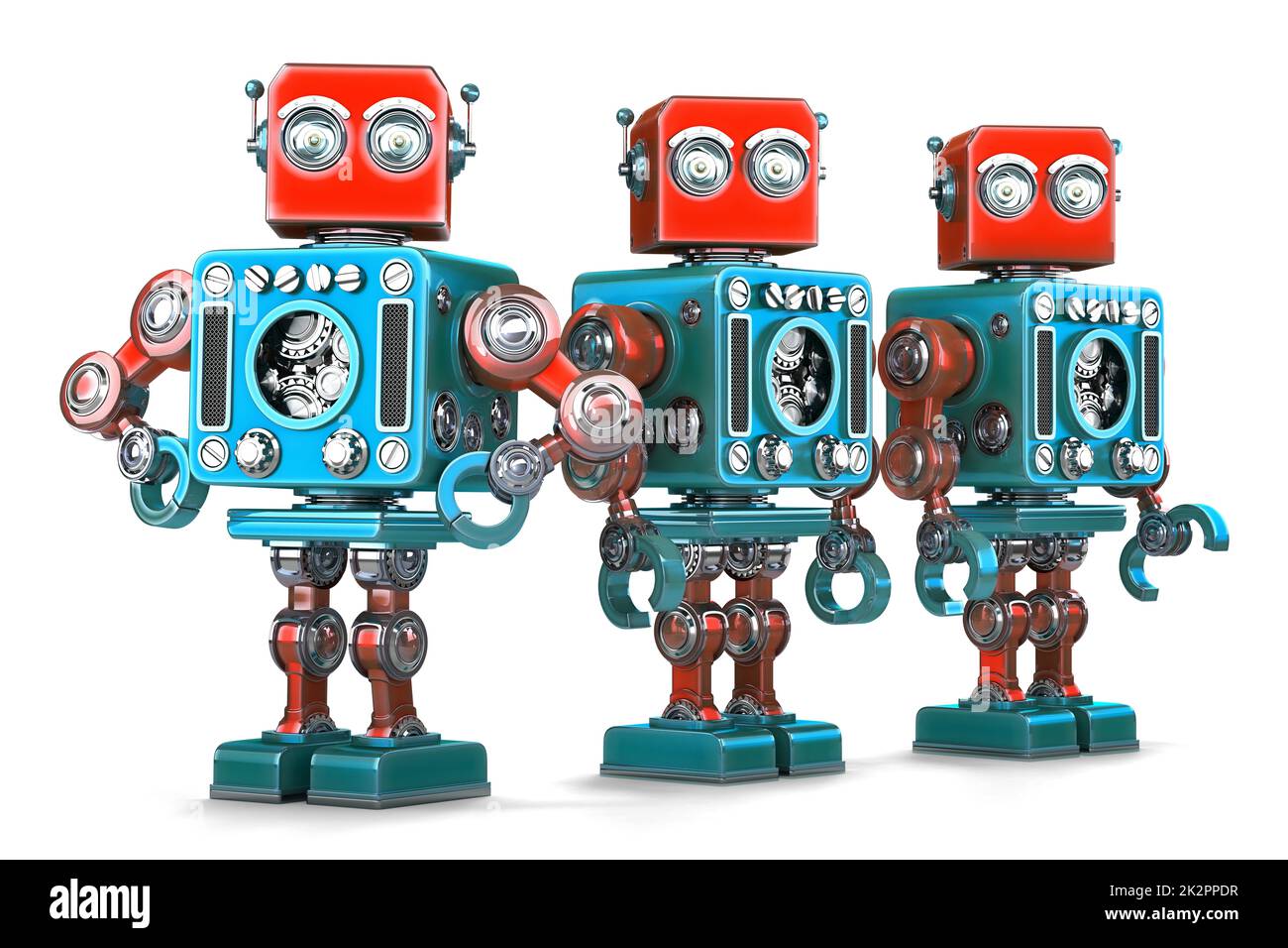 Group of Retro Robots. Isolated. Contains clipping path Stock Photo - Alamy