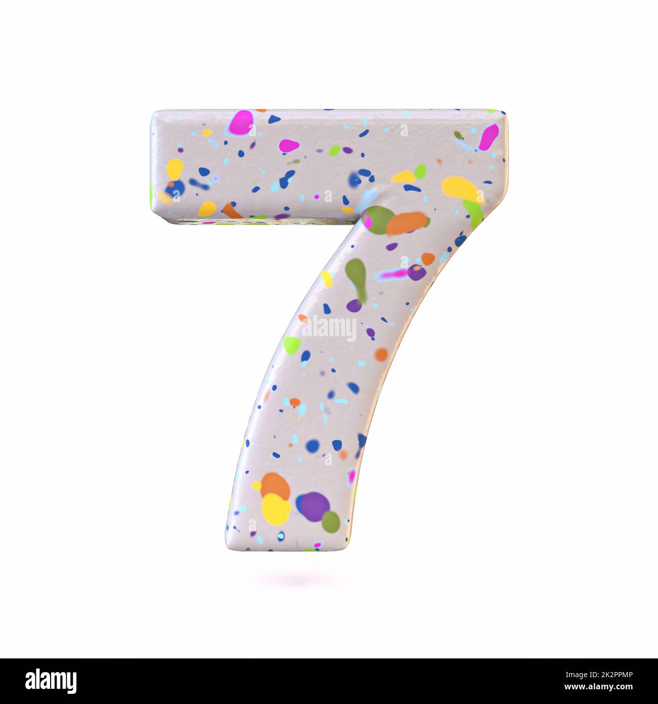 Colorful terrazzo pattern font Number 7 SEVEN 3D Stock Photo - Alamy