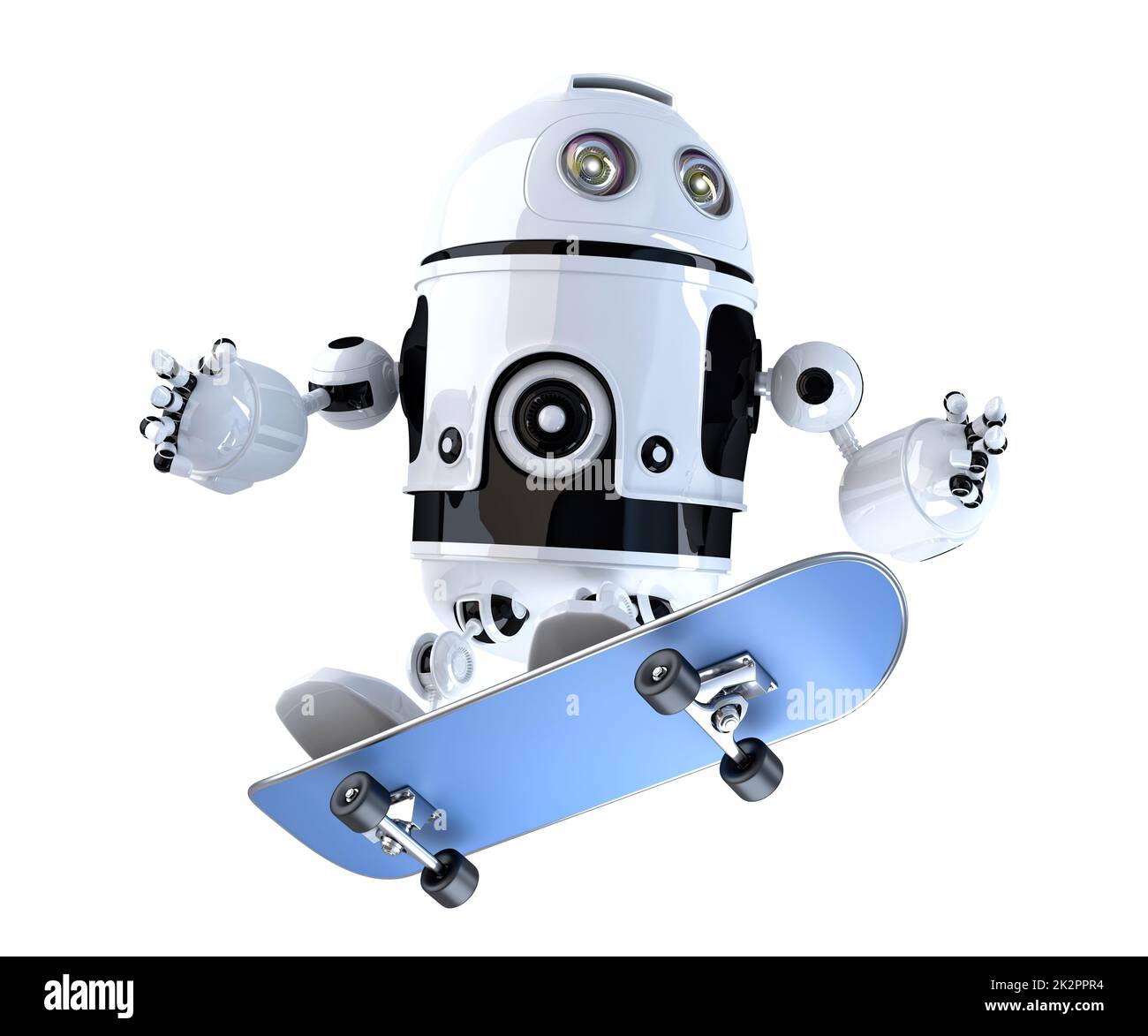 Robot with skateboard. Technology concept. 3D illustration. Contains ...