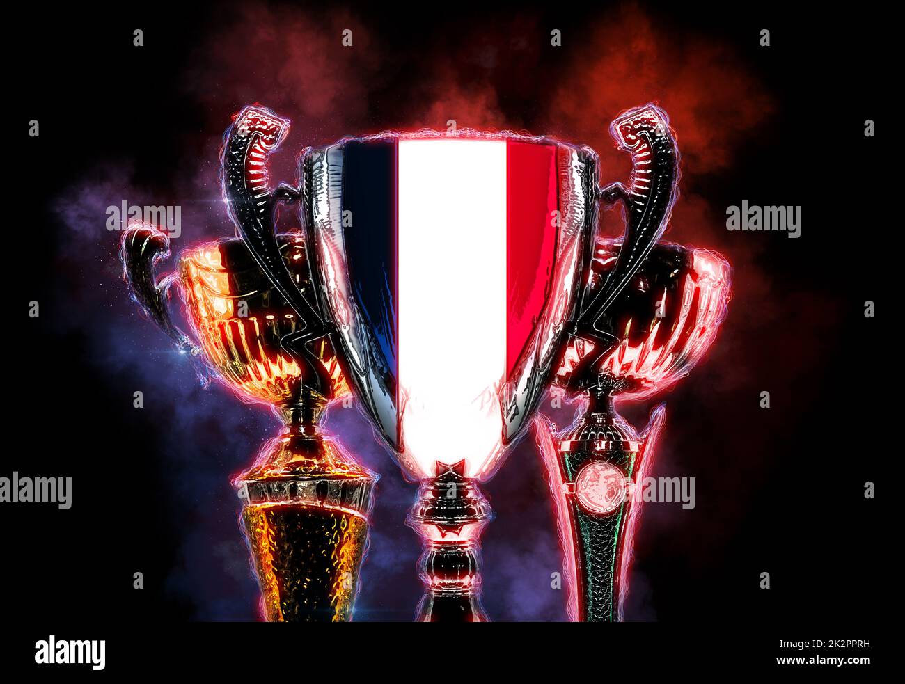 Trophy cup textured with flag of France. Digital illustration Stock ...
