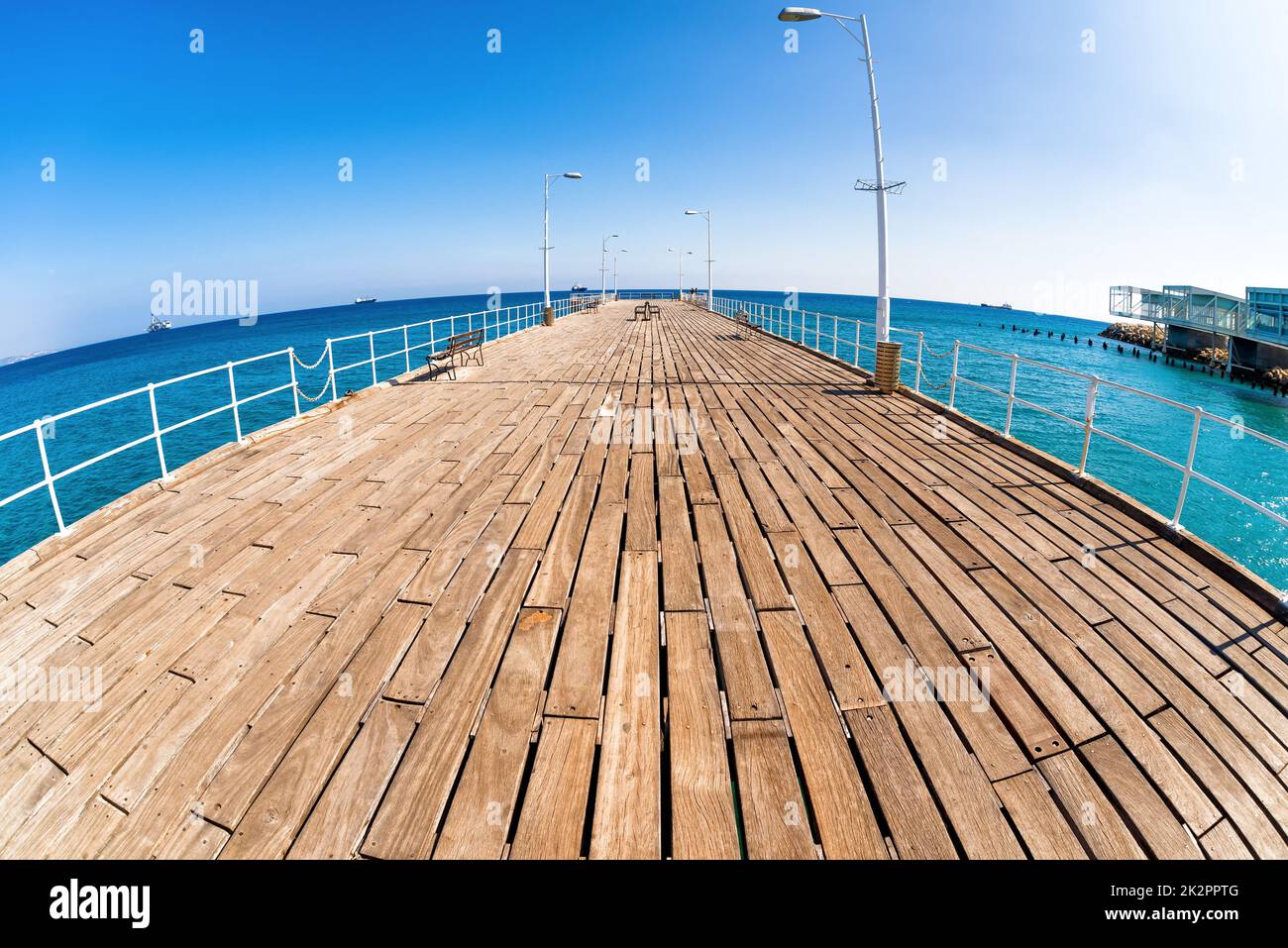 Wooden pier at Limassol's seafront promenade. Cyprus Stock Photo - Alamy