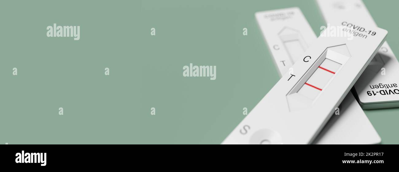 Positive test result by using rapid test device for COVID-19. 3d ...