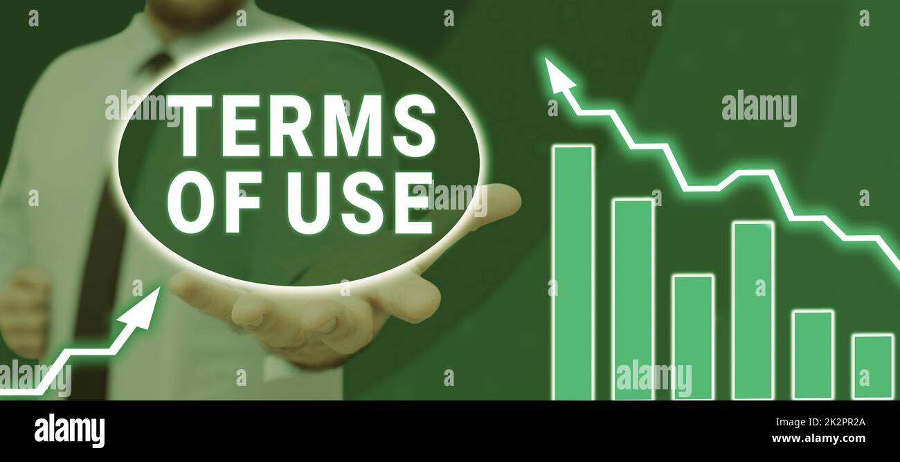 Hand writing sign Terms Of Use. Concept meaning Established conditions ...