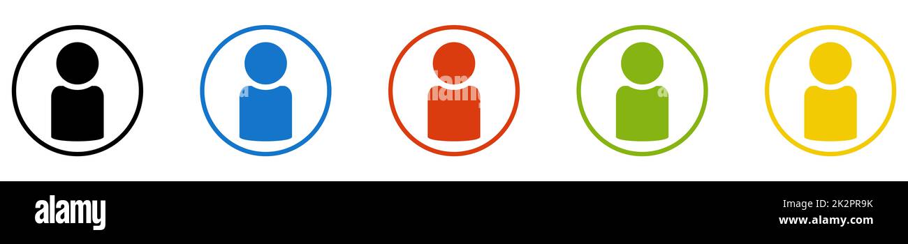 Round Button collection - User Profile Icon in black, blue, red, green ...