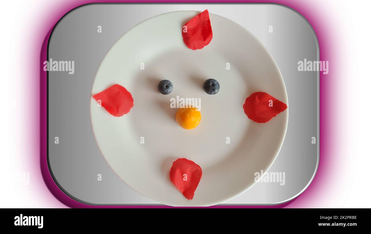 Funny decorated plate with fruit Stock Photo - Alamy