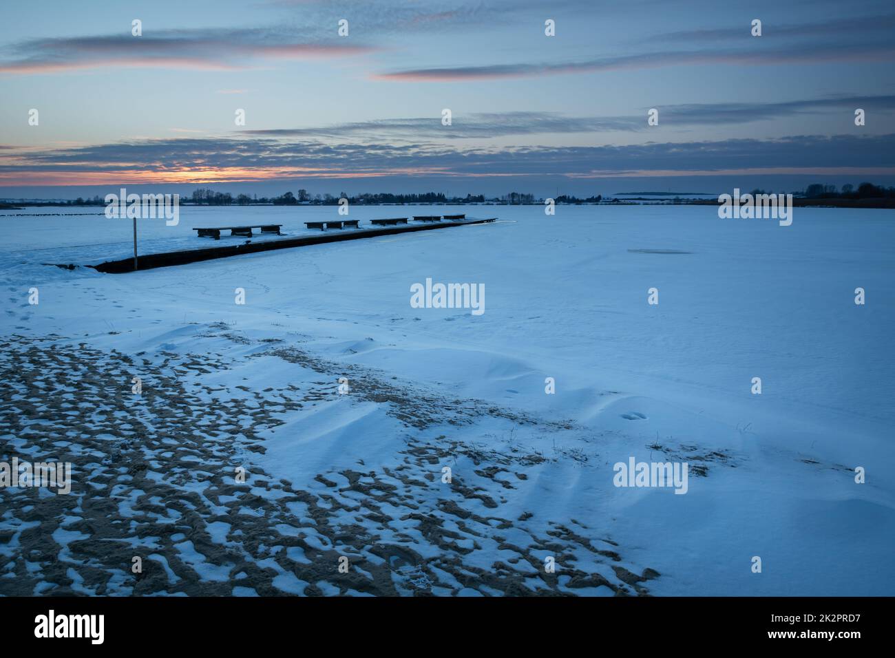 Sunset on snow beach hi-res stock photography and images - Alamy