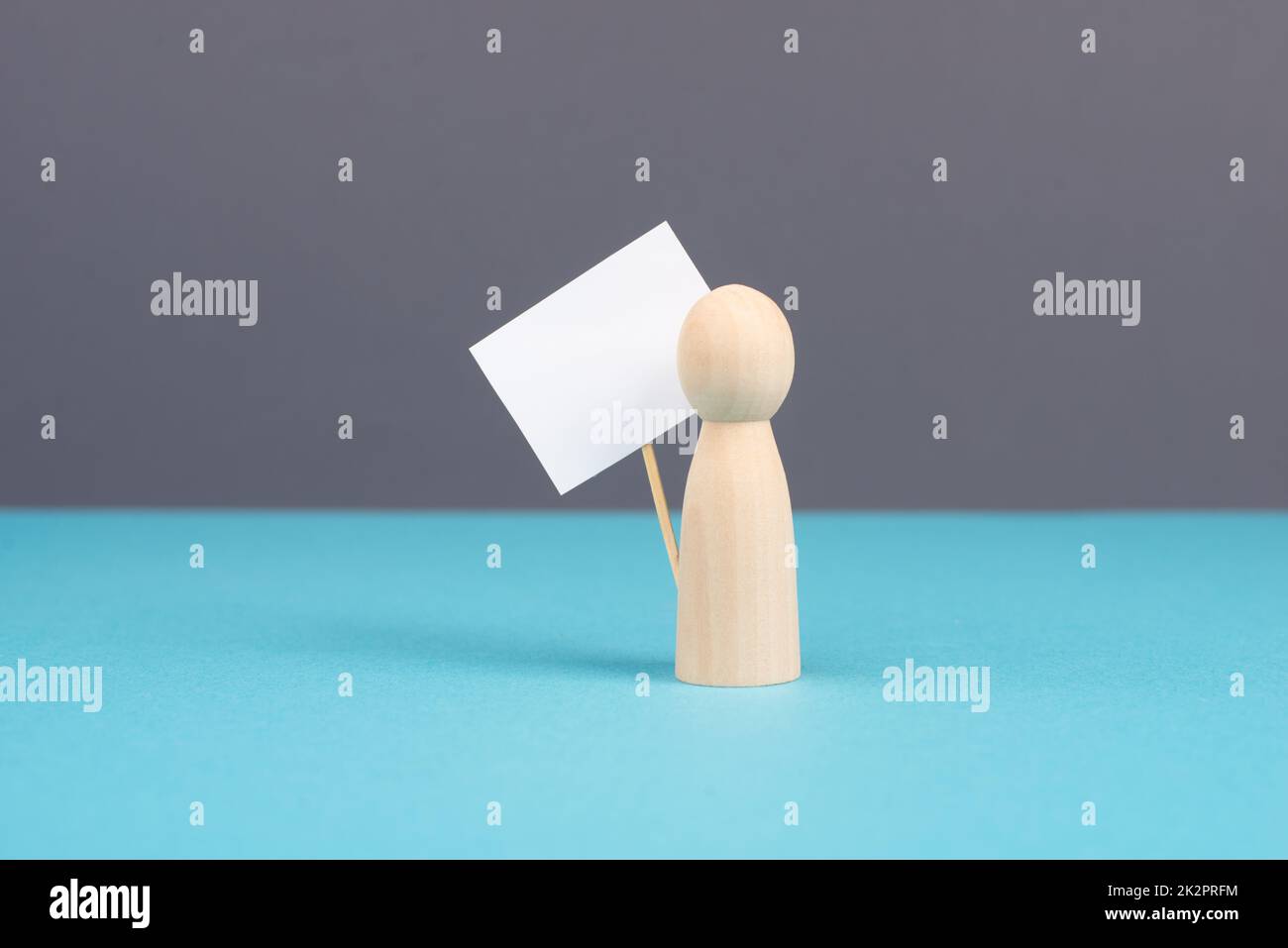 Protester holding an empty sign, demonstration for human right and ...