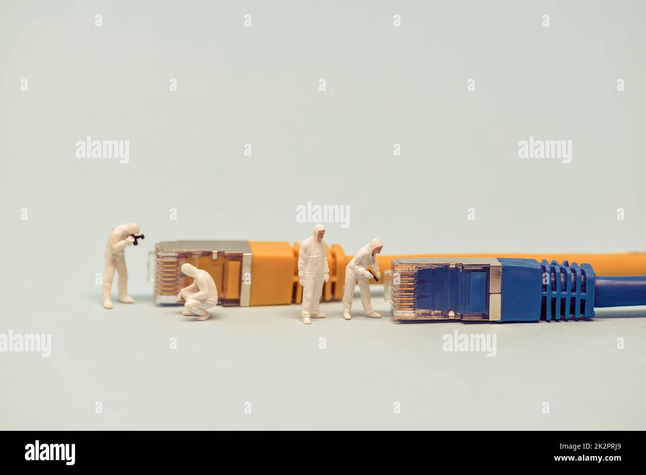 Technicians with cat5 network cables. Network concept Stock Photo - Alamy