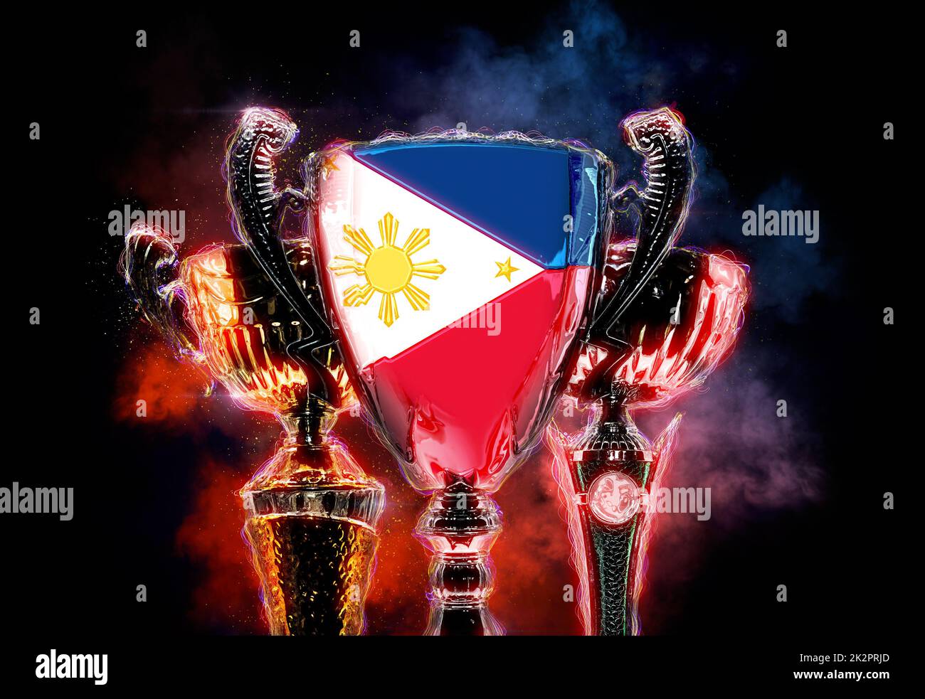 Trophy cup textured with flag of Philippines. 2D Digital illustration ...