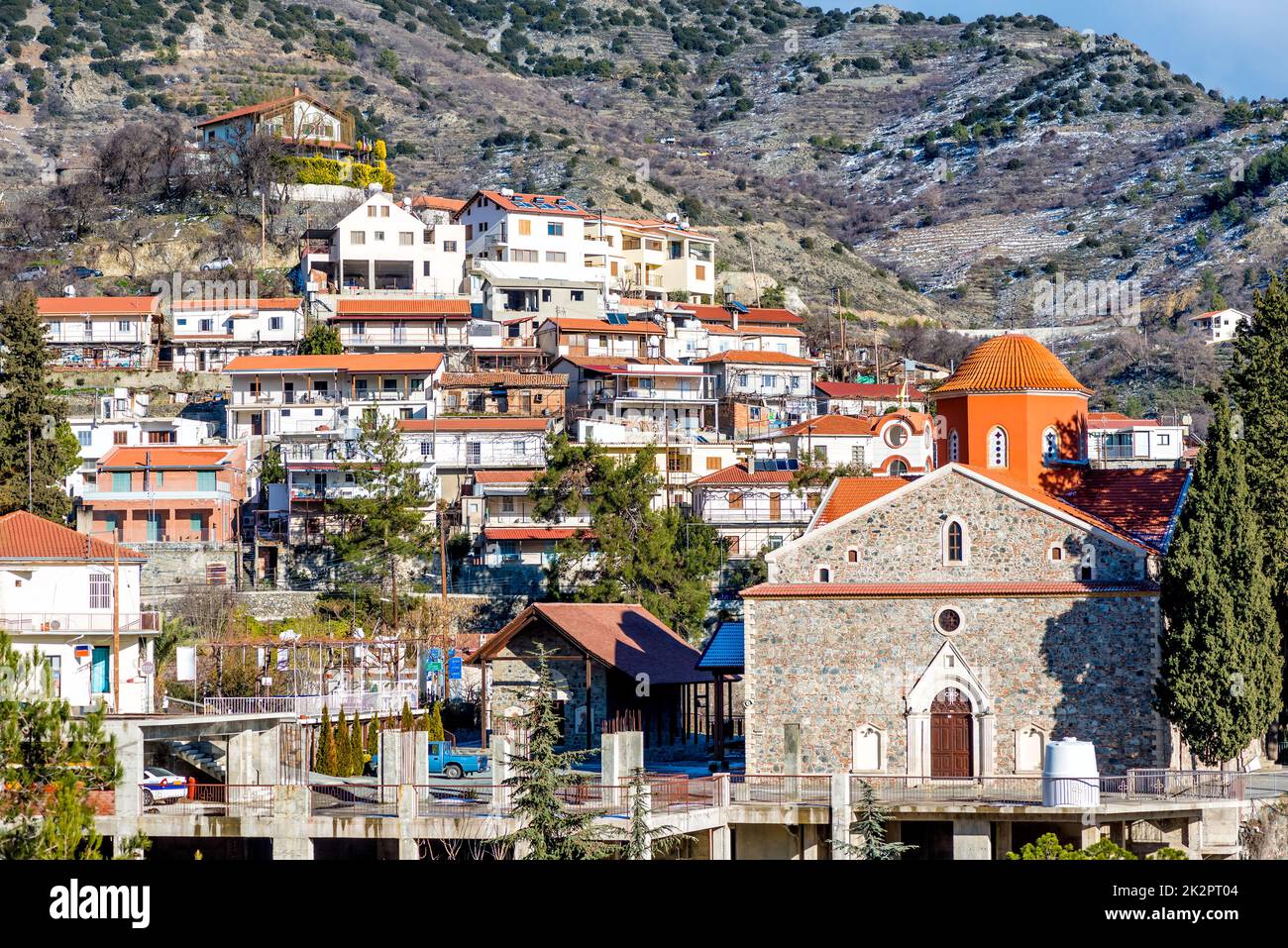 View of Agros village. Limassol District, Cyprus Stock Photo - Alamy