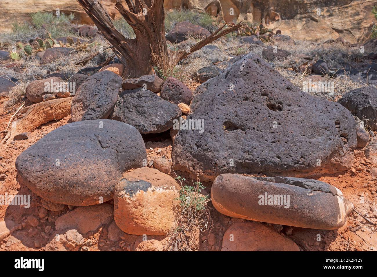 Volcanic Rocks in a Sandstone Desert Stock Photo - Alamy