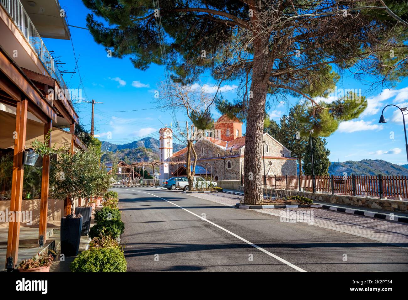Street in the charming village of Agros. Limassol District, Cyprus ...