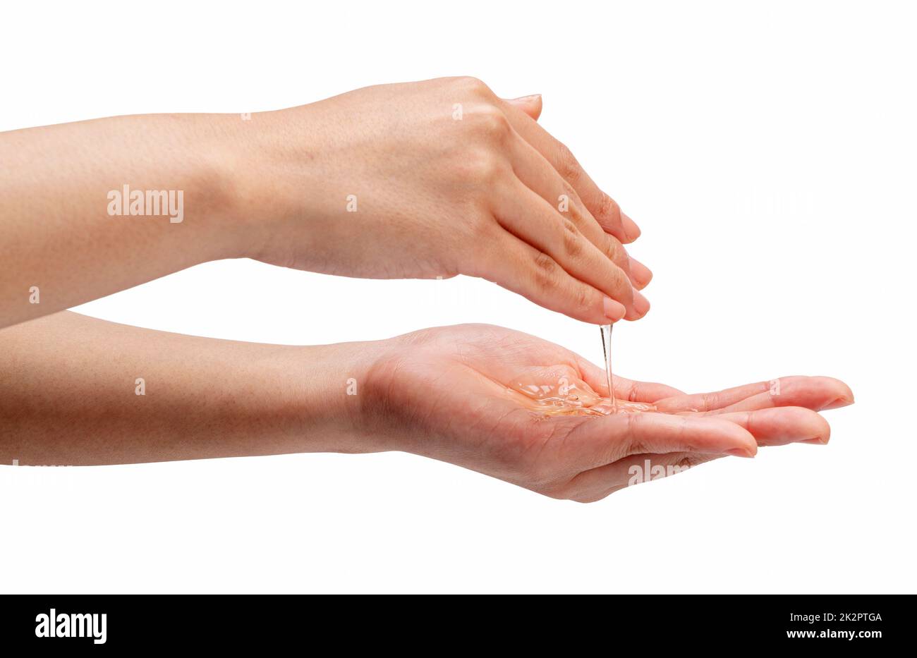 Woman's hand with liquid soap on white background Stock Photo - Alamy