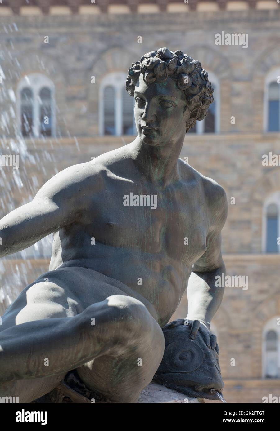Detail of the bronze statues decorating the Fontana del Nettuno, in the ...