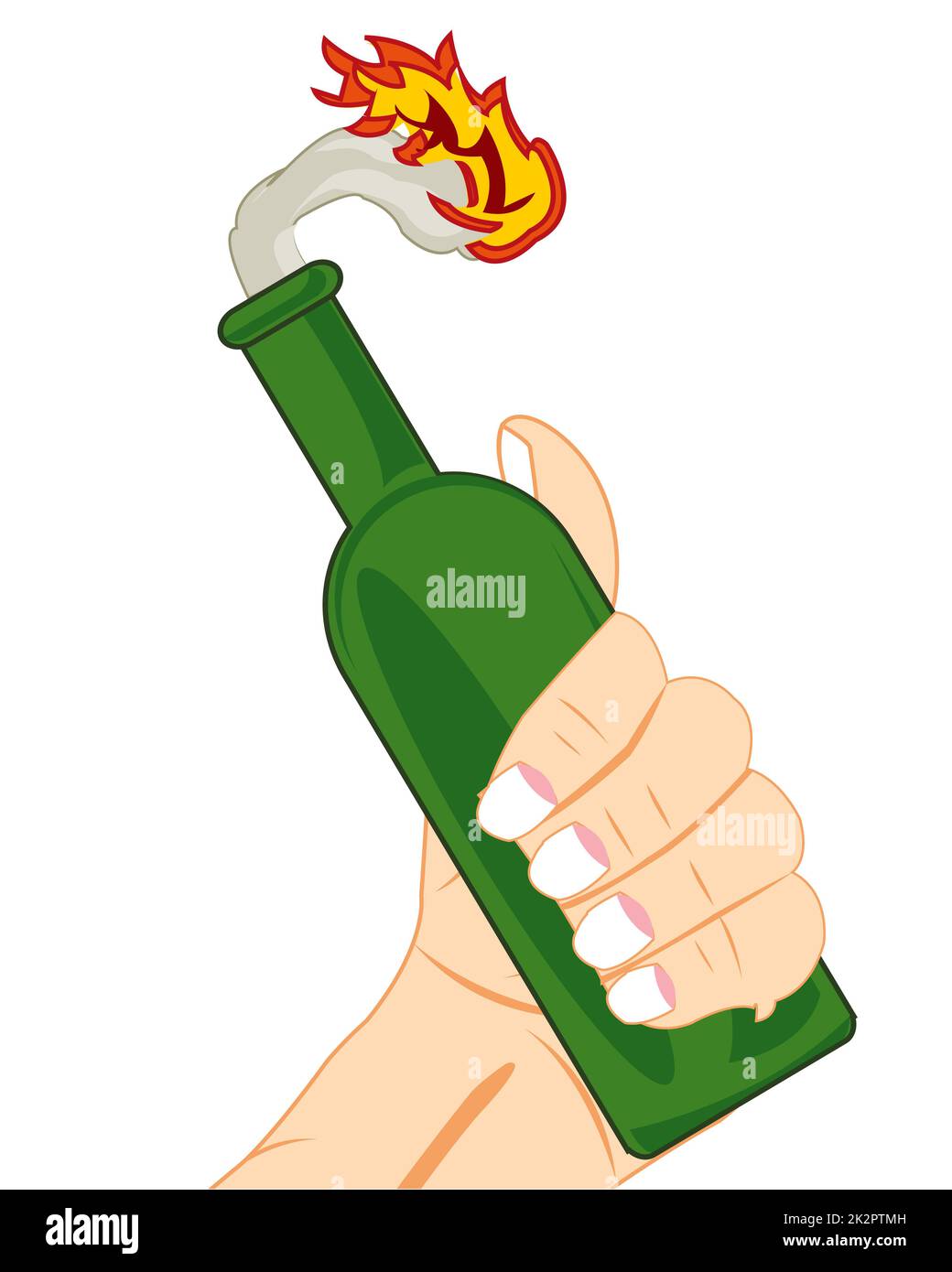 Hand of the person with bottle incendiary mixture Stock Photo - Alamy