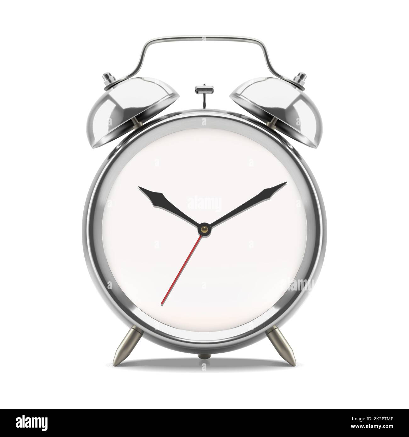 Realistic alarm clock isolated on white background Stock Photo - Alamy
