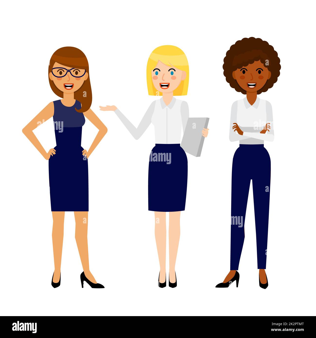 Vector illustration three cartoon women Cut Out Stock Images & Pictures ...