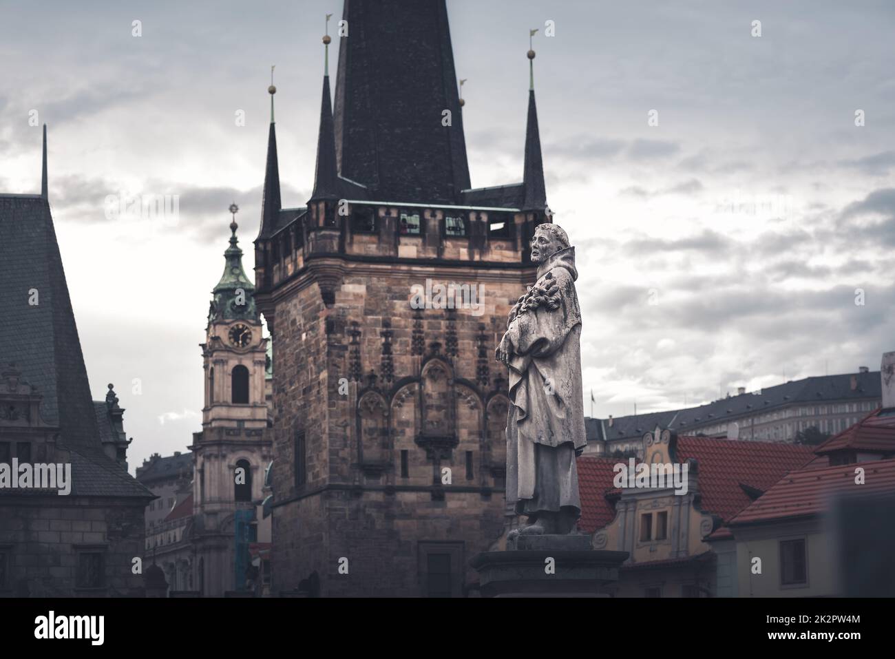 Statue of Philip Benizi on the Charles Bridge. Prague, Czech Republic ...