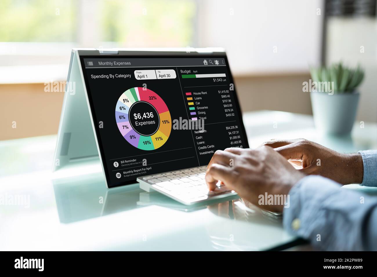 Computer App For Money, Budget Stock Photo - Alamy