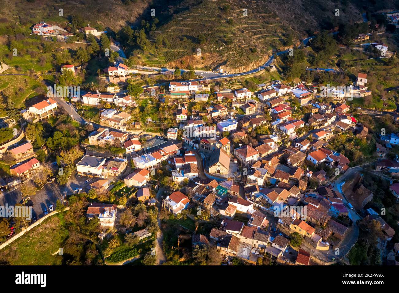 View of Gourri village at the foothill of the Machaira mountain ...