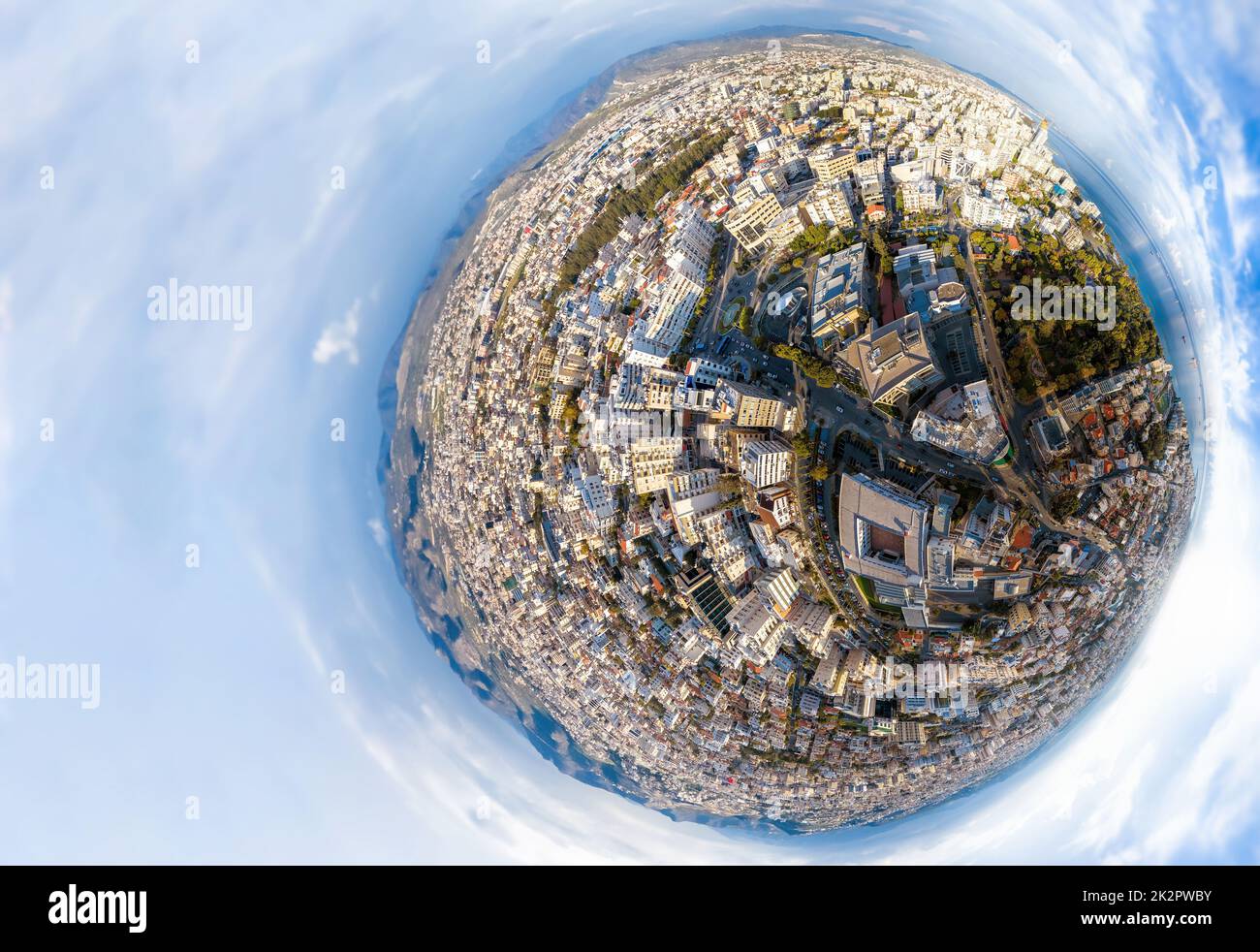 Little planet. Aerial view of Limassol Downtown. Cyprus Stock Photo - Alamy