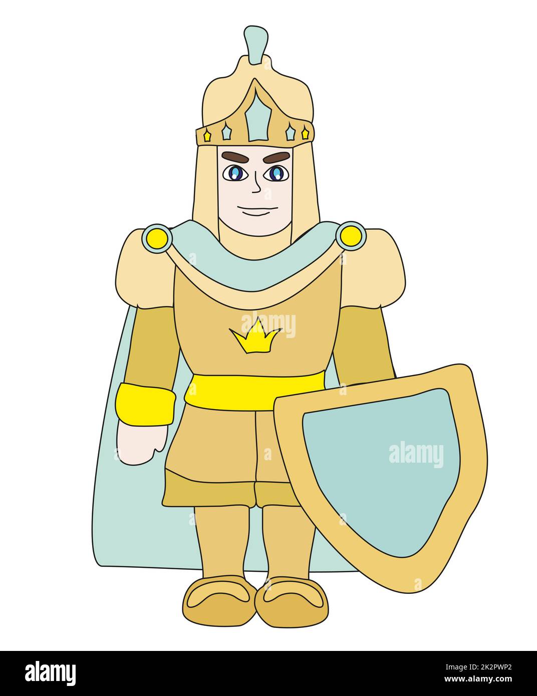 Funny cartoon knight on white background Stock Photo - Alamy