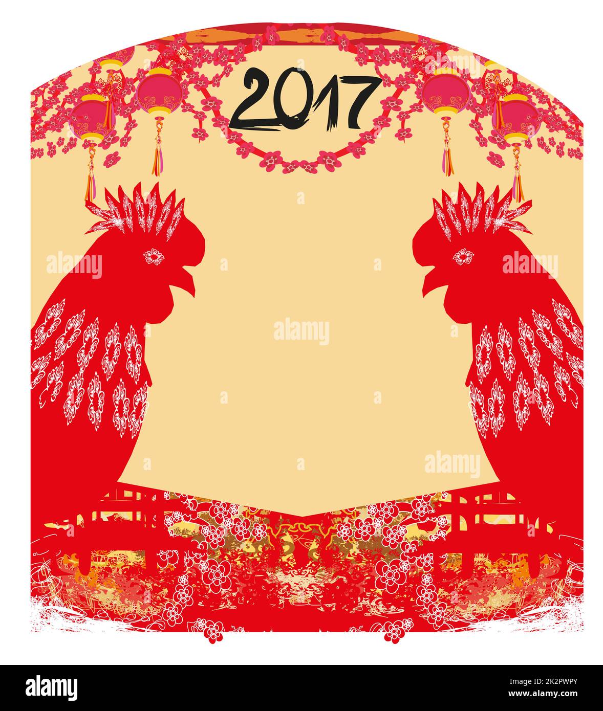 year of rooster - New Year greeting card design Stock Photo - Alamy