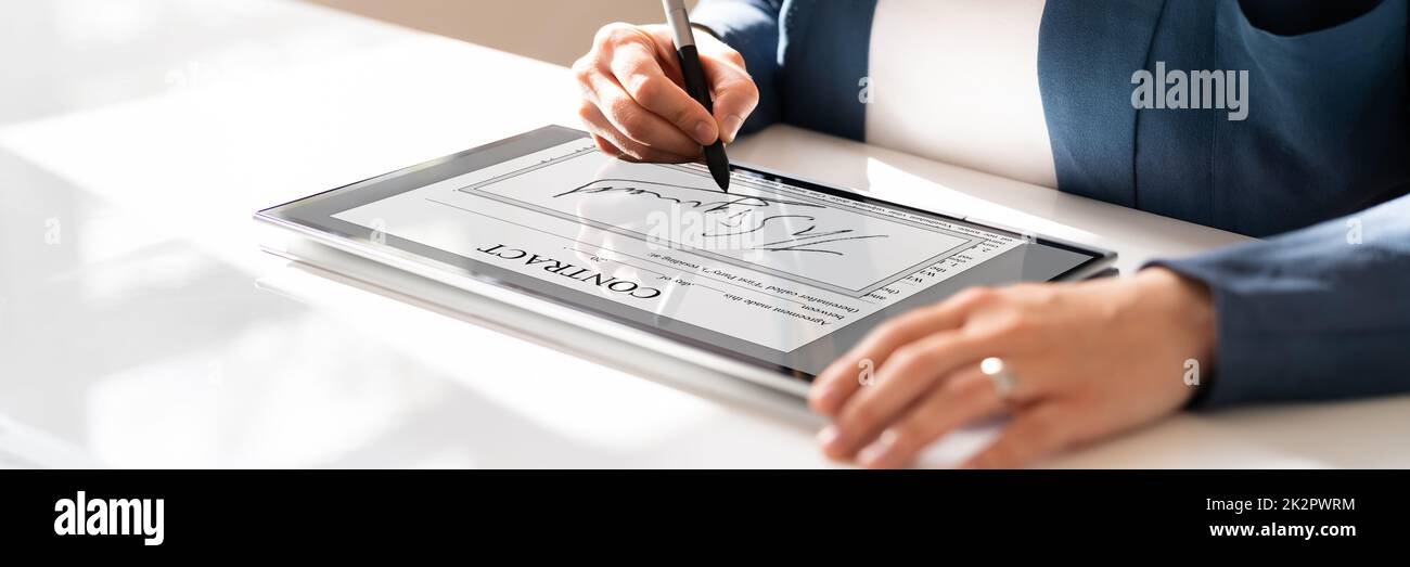 Digital Signature On Contract Document Online Stock Photo - Alamy