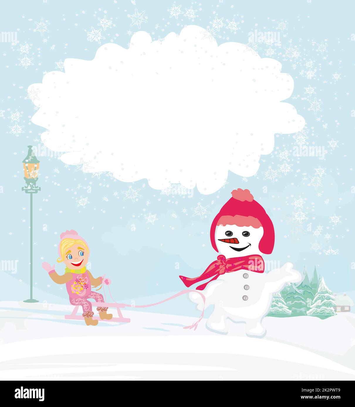 Cute girl snowman cartoon hi-res stock photography and images - Alamy