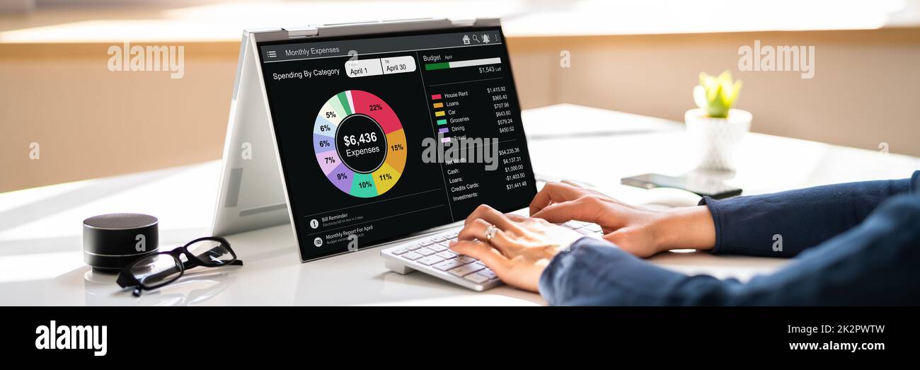 Computer App For Money, Budget Stock Photo - Alamy