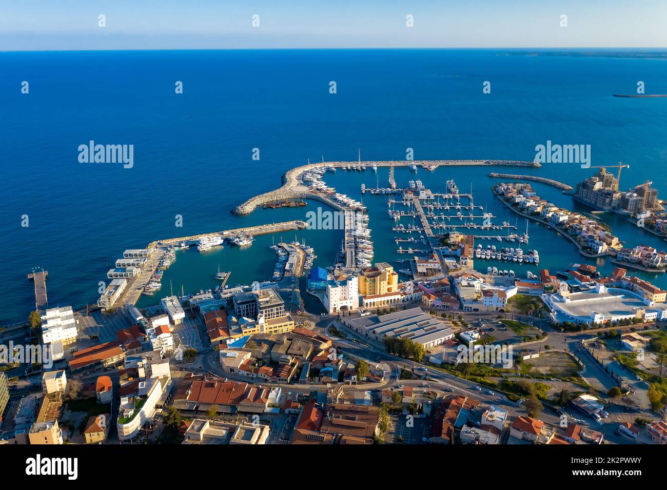 Aerial view of Limassol marina, pre-sunset Stock Photo - Alamy