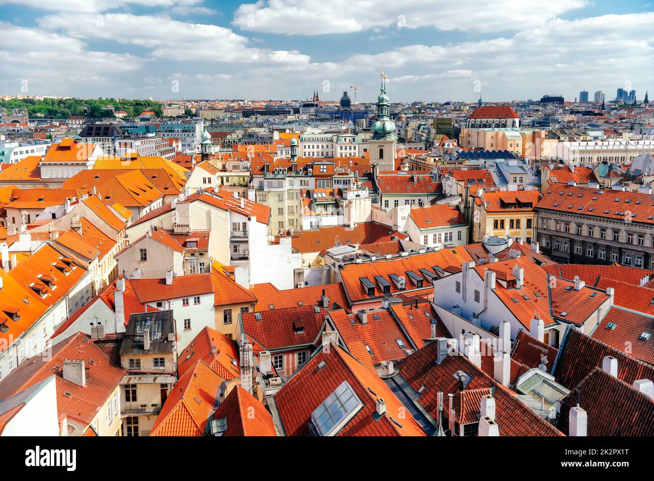 Prague skyline rooftop view with historical buildings. Czech Republic ...
