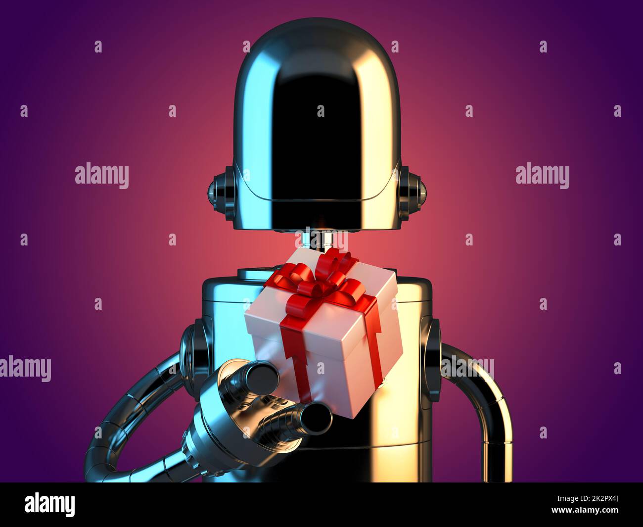 Portrait of Robot with gift box. 3D illustration Stock Photo - Alamy