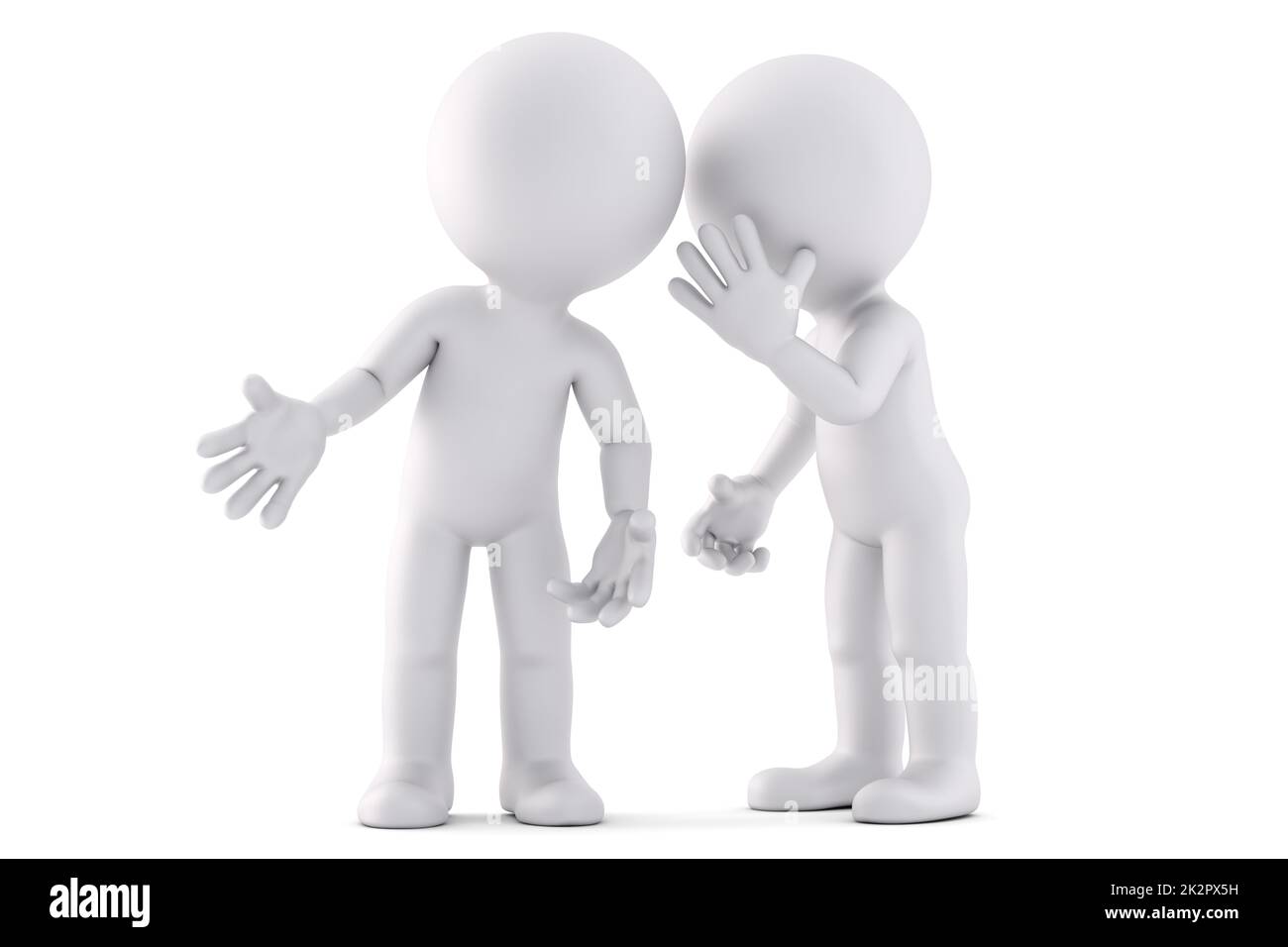 Whispering a secret. 3D illustration. Isolated on white Stock Photo - Alamy