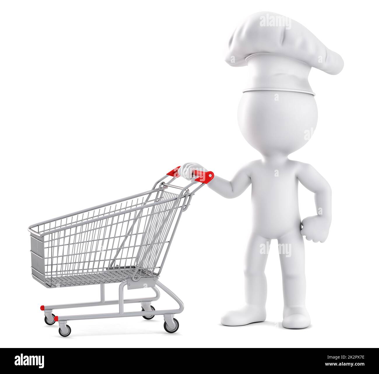 Chef with shopping cart. 3D illustration. Isolated Stock Photo - Alamy