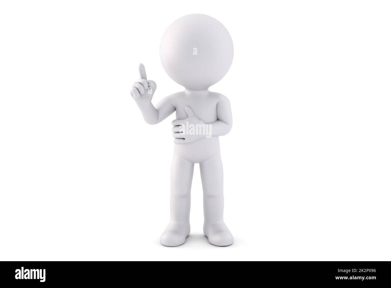 Man pointing finger up. 3D illustration. Isolated Stock Photo - Alamy