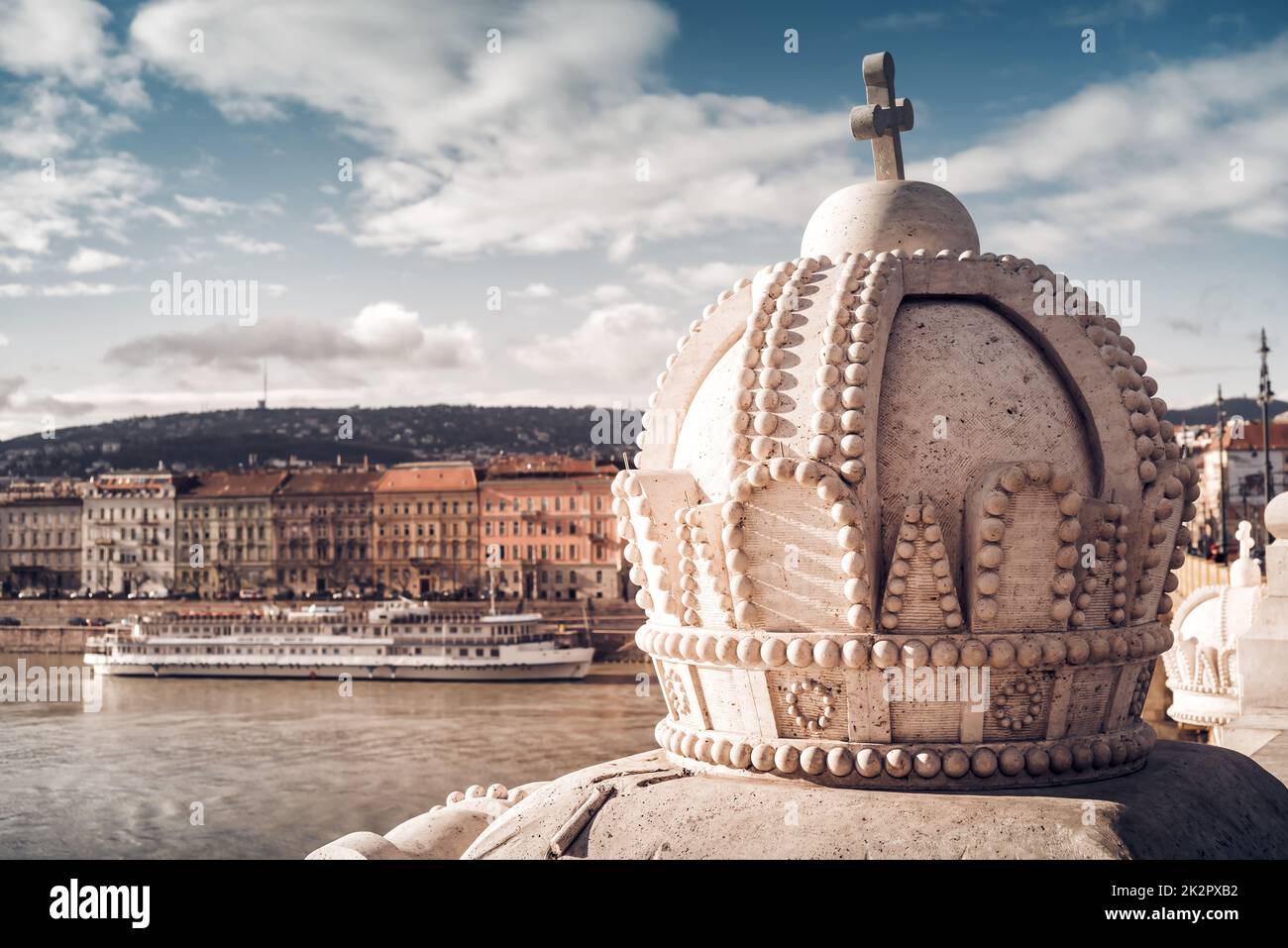 King Stephen's crown on Margaret Bridge. Budapest, Hungary Stock Photo ...