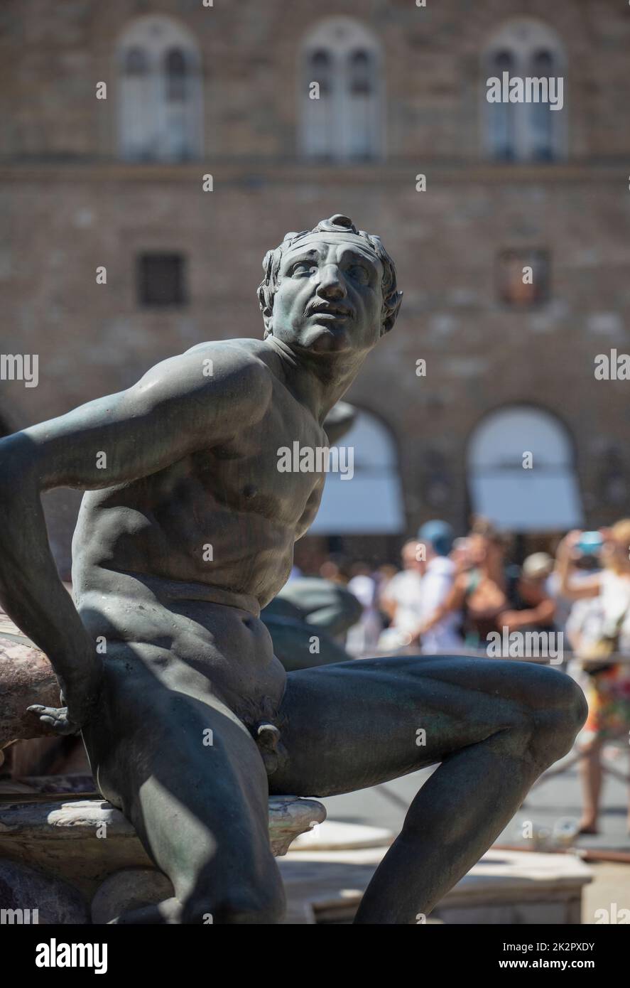 Detail of the bronze statues decorating the Fontana del Nettuno, in the ...