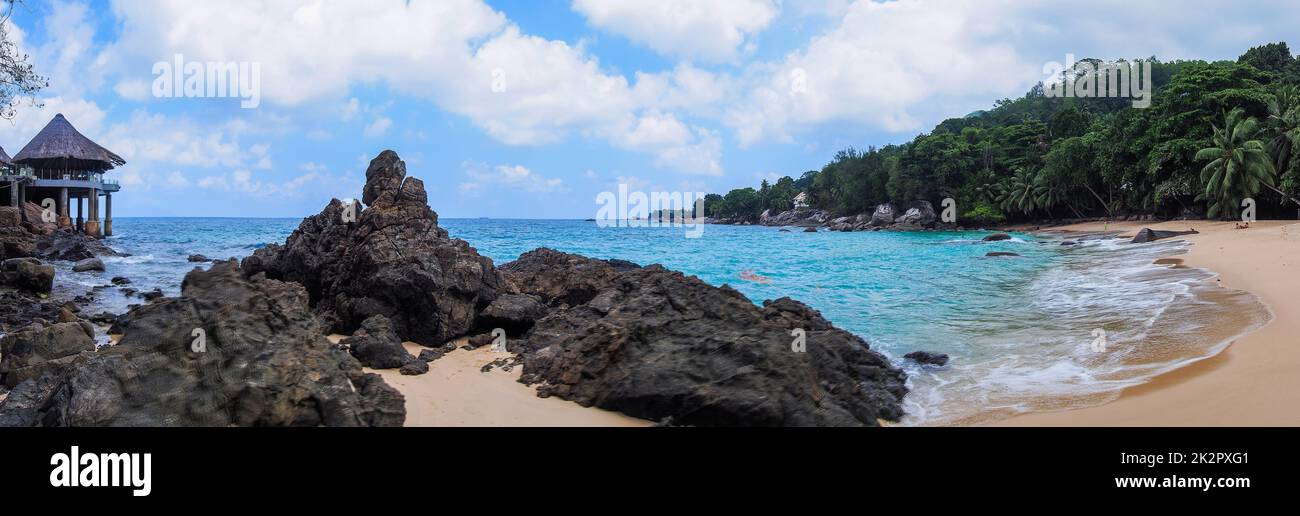 Seychelles, Mahe - Sunset Beach Stock Photo - Alamy