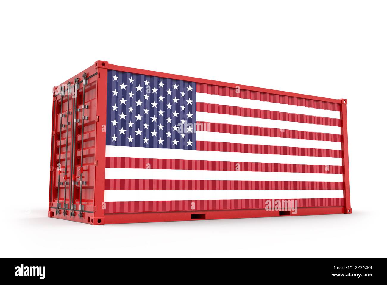 Realistic shipping container textured with Flag of the United States ...