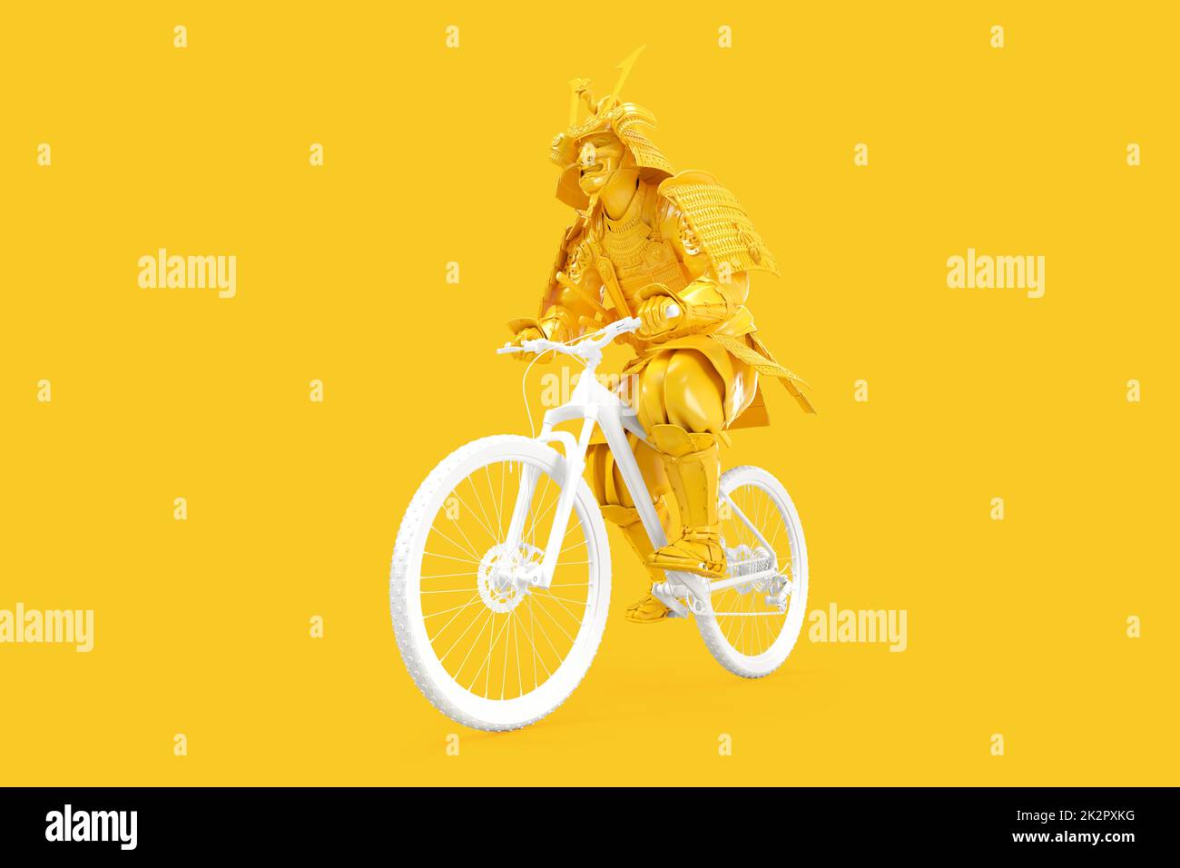 Samurai cycling on bike. 3D illustration Stock Photo - Alamy