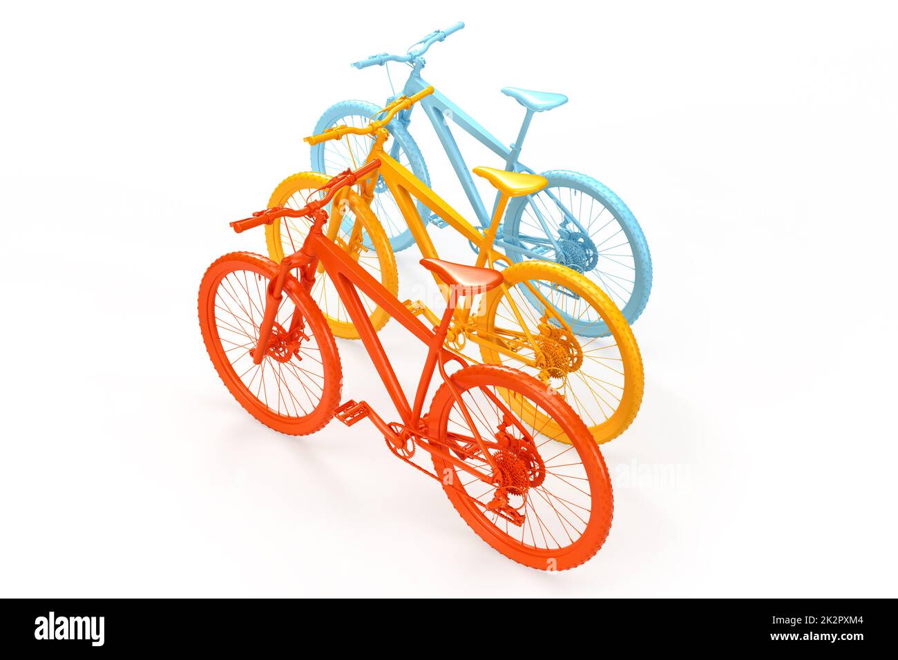 Group of colorful bicycles. 3D rendering Stock Photo - Alamy