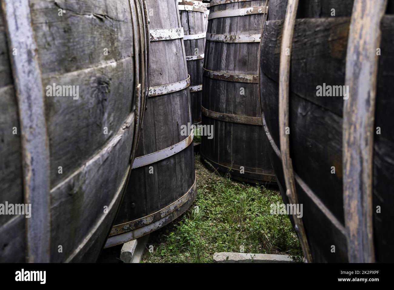 Old rusty wooden barrels Stock Photo - Alamy