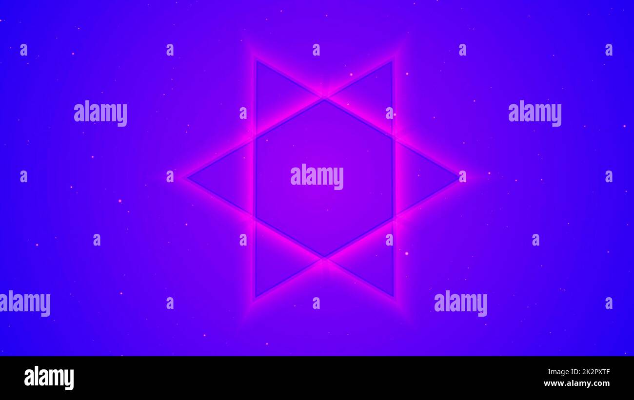 3D illustration of Hexagram Star of David neon glow Stock Photo - Alamy