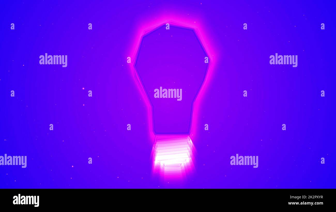 3D illustration of light bulb purple neon glow Stock Photo - Alamy