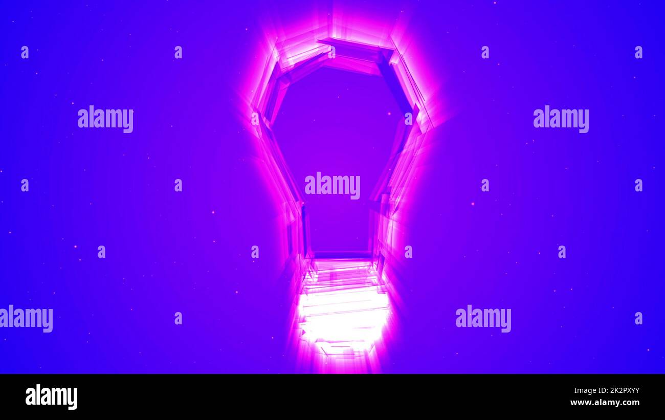 3D illustration of light bulb purple neon glow Stock Photo - Alamy
