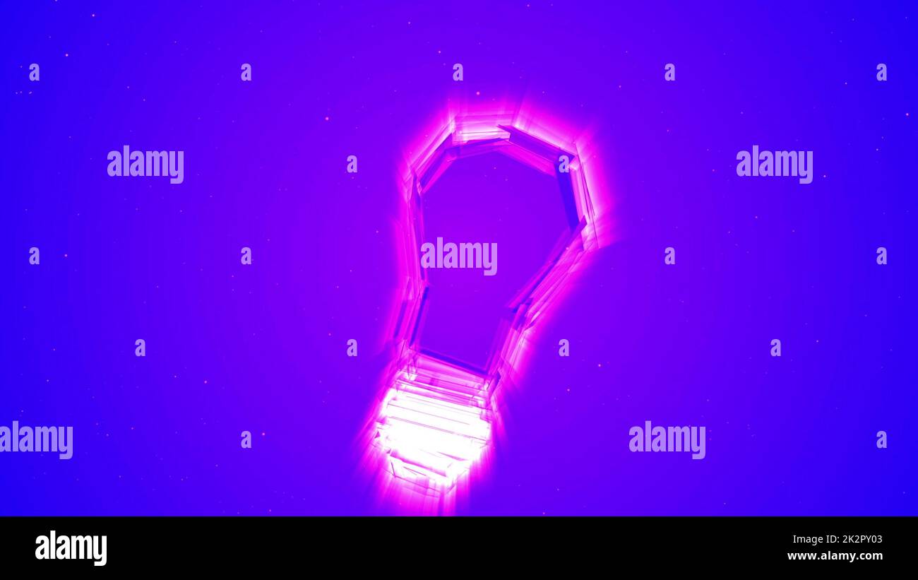 3D illustration of light bulb purple neon glow Stock Photo - Alamy